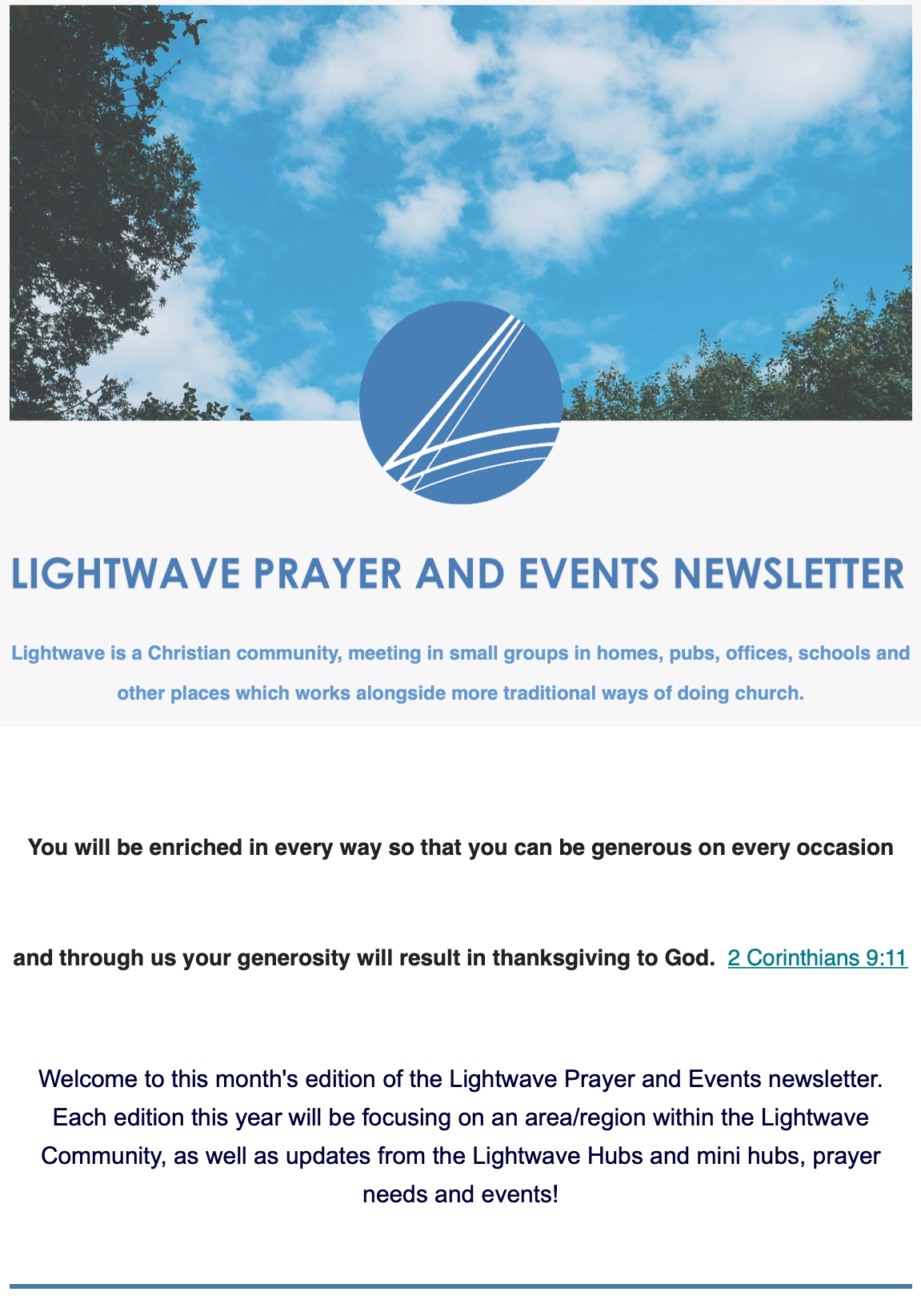 Prayer Newsletter - Lightwave